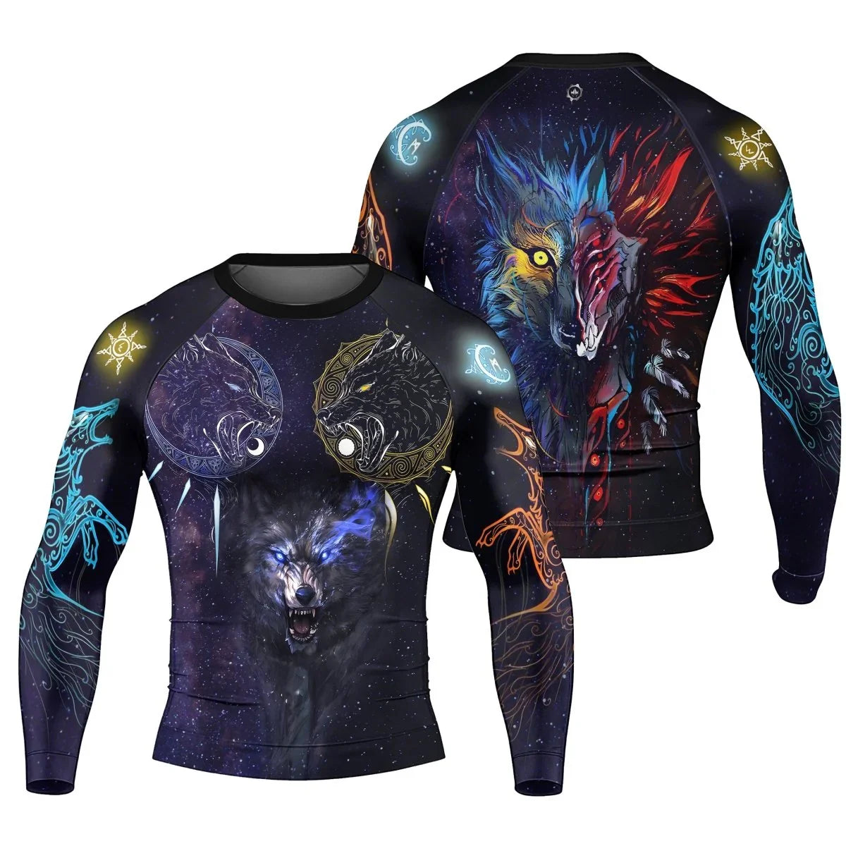 Sun and Moon Wolf Entities Men's Long Sleeve Rash Guard