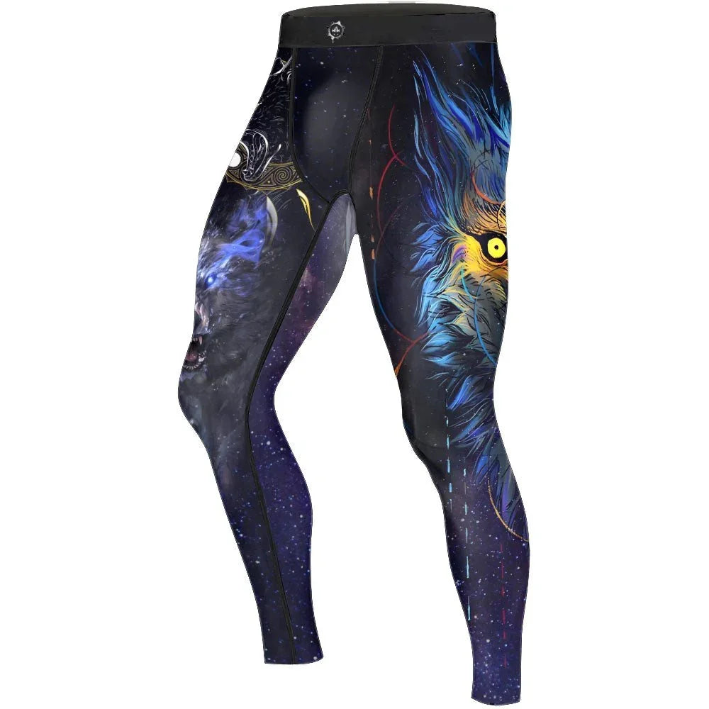 Sun and Moon Wolf Entities Men's Compression Leggings | Stirrup Pants