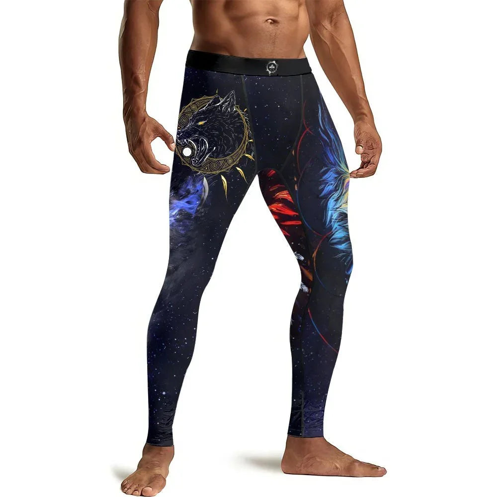 Sun and Moon Wolf Entities Men's Compression Leggings | Stirrup Pants
