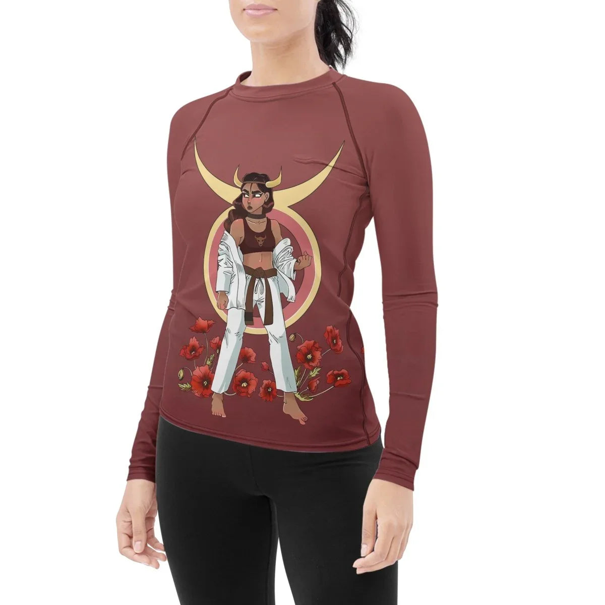 Taurus Zodiac Mom Women's Long Sleeve Rash Guard