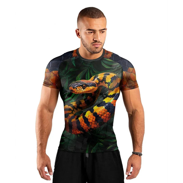 Venomous Snake Men's Short Sleeve Rash Guard | Snake Compression Shirt