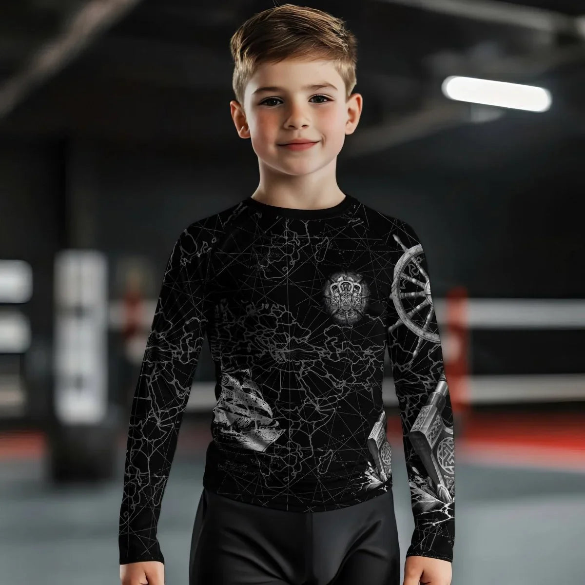 Viking Pirate Ship Kids Rash Guard | Athletic Wear