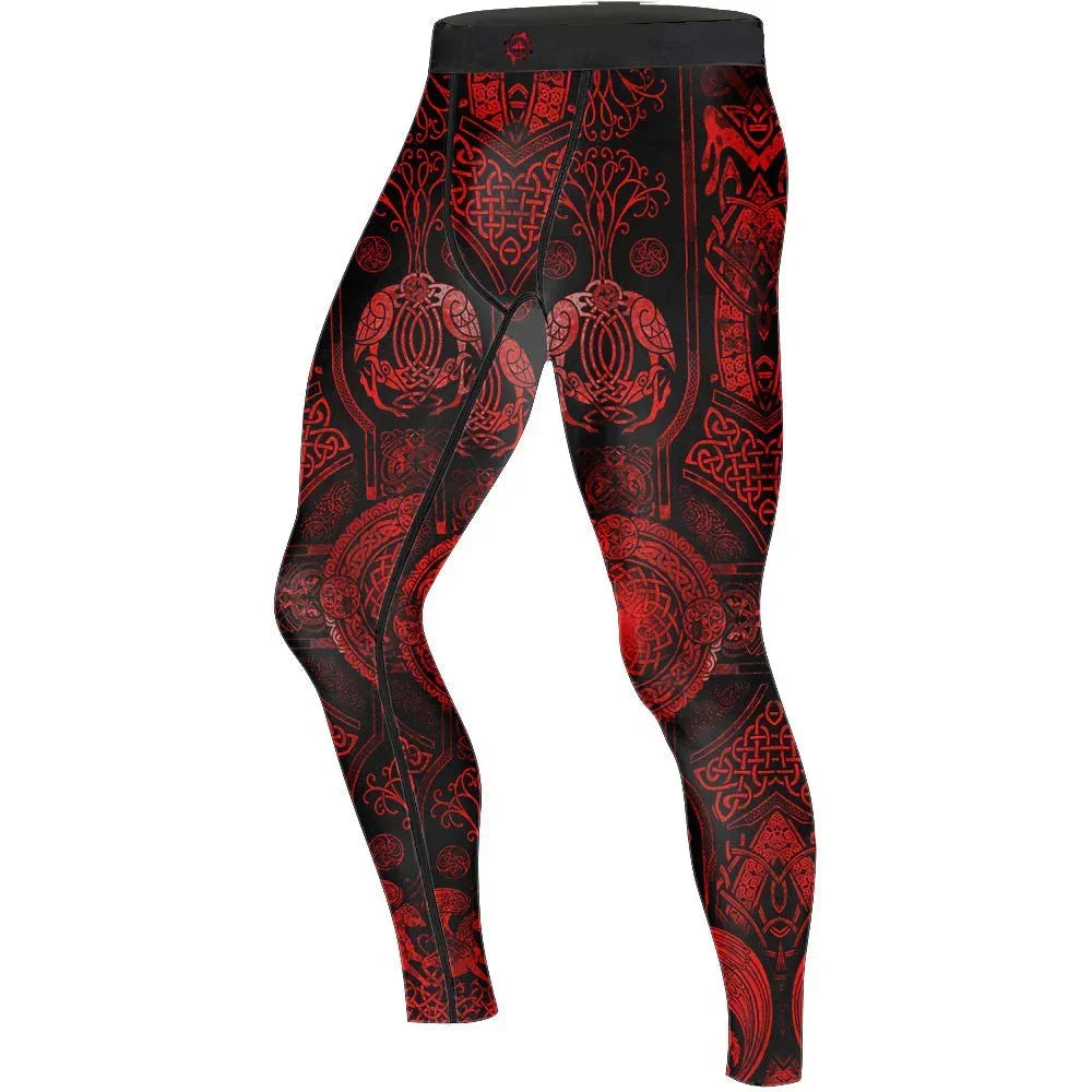 Viking Suncatcher Red Men's Compression Leggings | Stirrup Pants