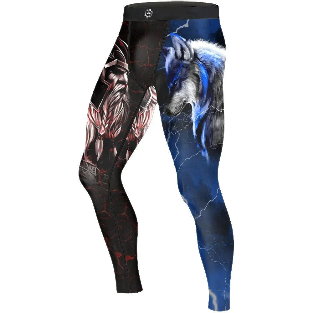 Viking Versus Wolf Men's Compression Leggings | Viking Stirrup Pants