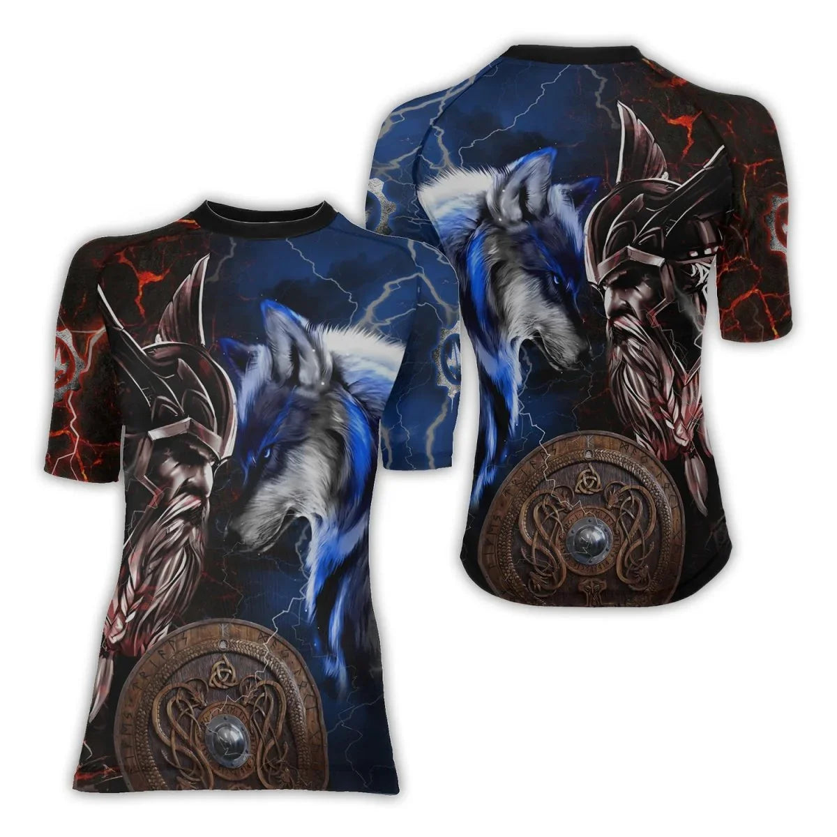 Viking Versus Wolf Women's Short Sleeve Rash Guard | Compression Shirt