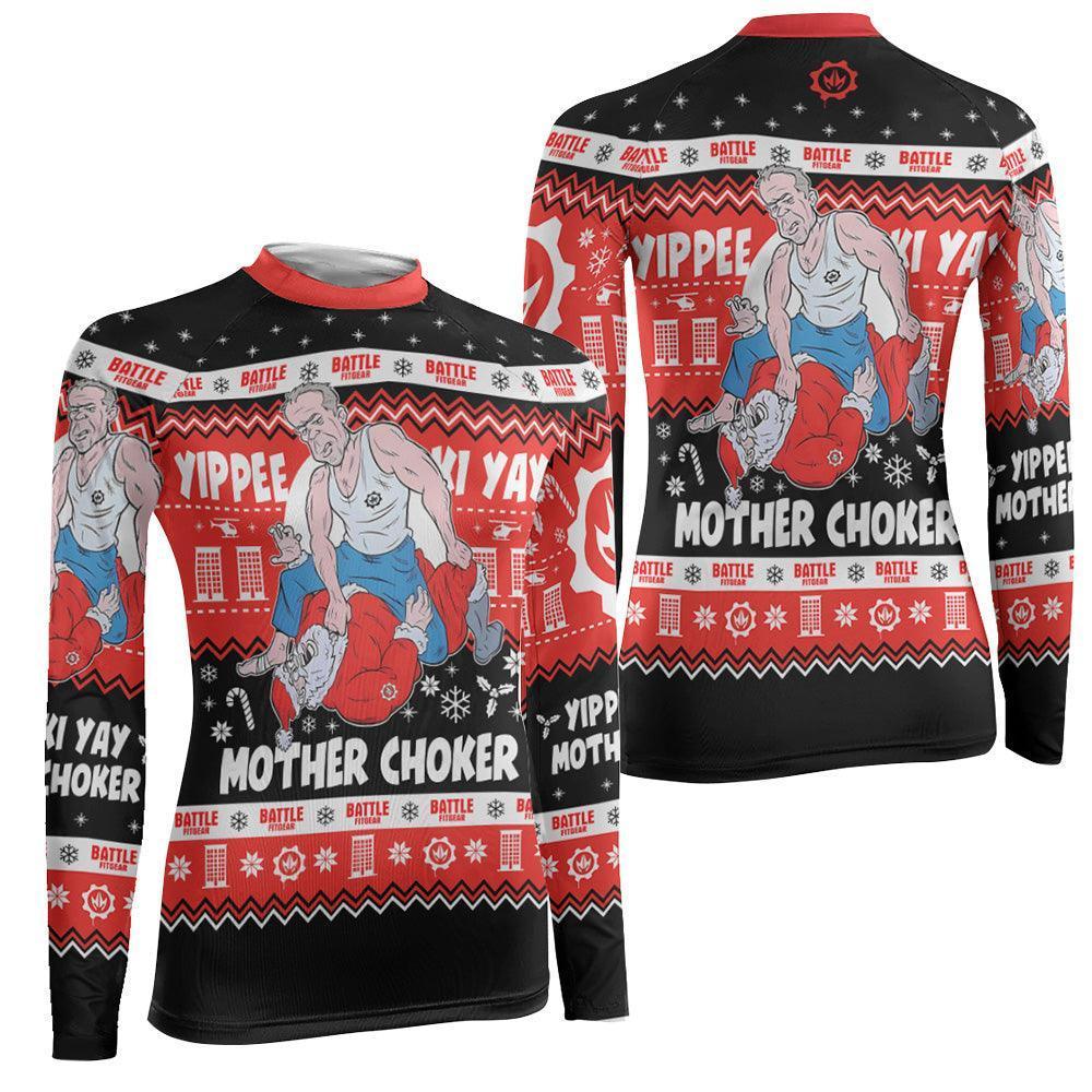 Yippe Ki-Yay Mother Choker Women's Long Sleeve Rash Guard