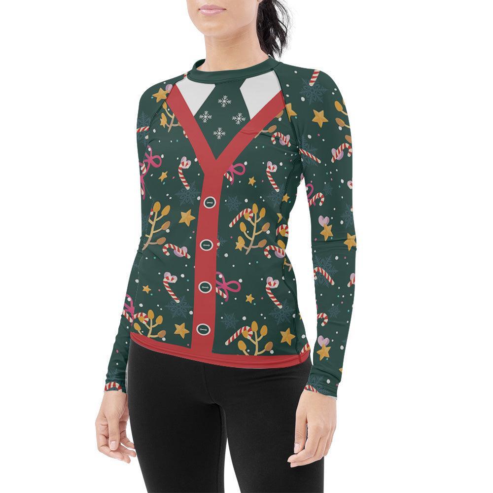 Merry Xmas Women's Long Sleeve Rash Guard | Christmas Rash Guard