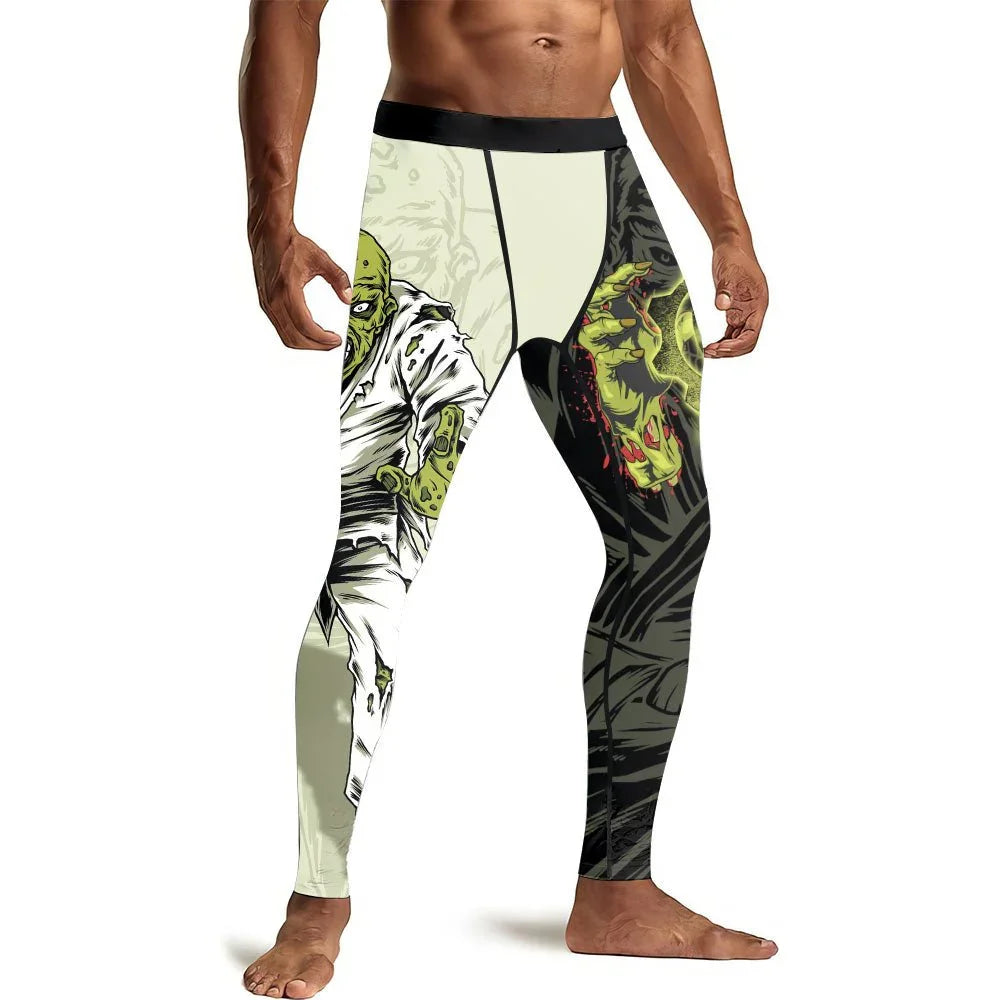 Zombie Knew Jiu Jitsu Men's Compression Leggings | Yoga Tights